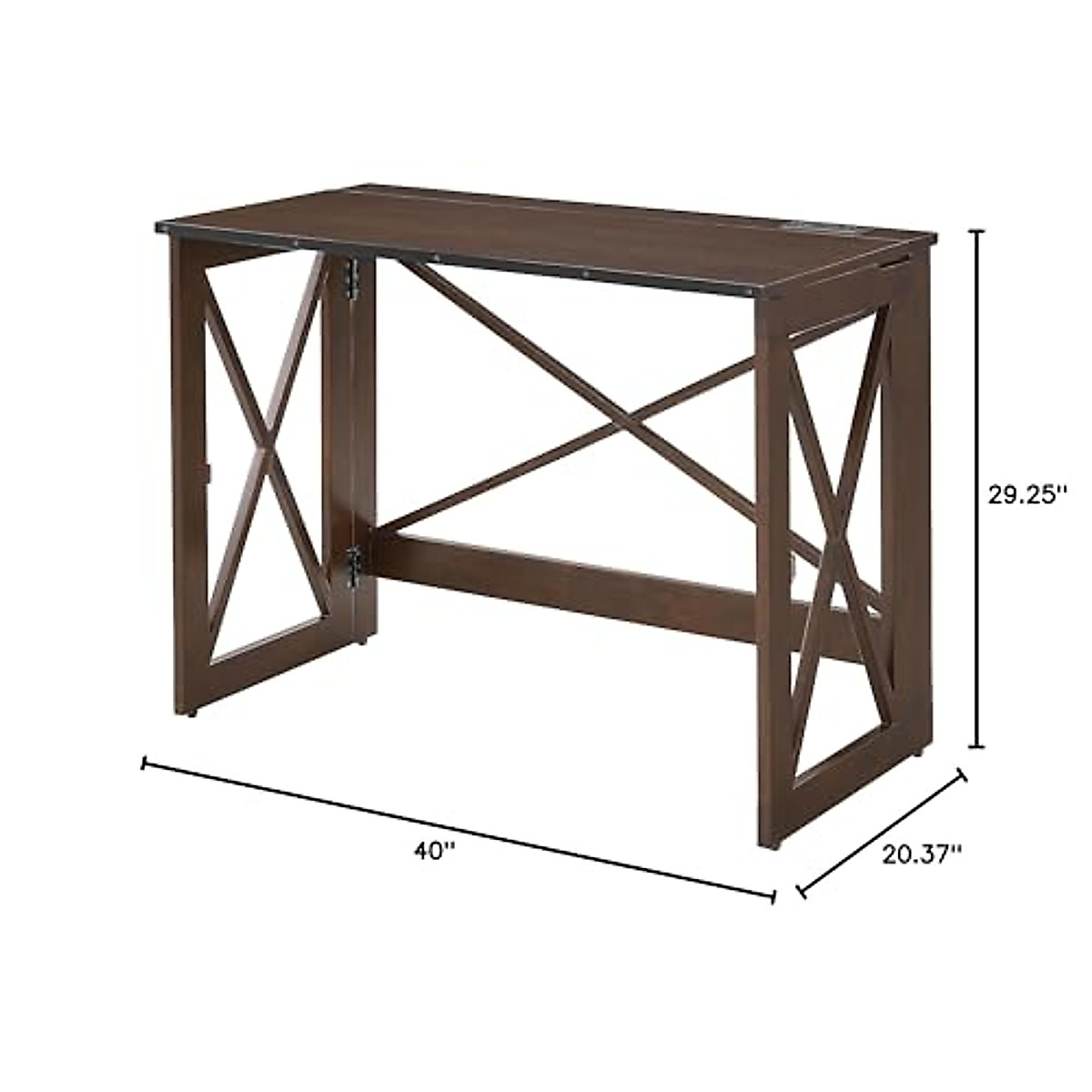 Stakmore Folding Desk with Built in 100V outlet and USB, Espresso Finish
