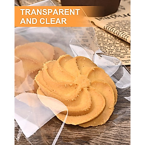 300 Pcs Self Adhesive Cookie Bags, 4x6 Inches Self Sealing Cellophane Bags, Clear Resealable Cellophane Bag for Packaging, Cookies, Gifts, Candy, Food