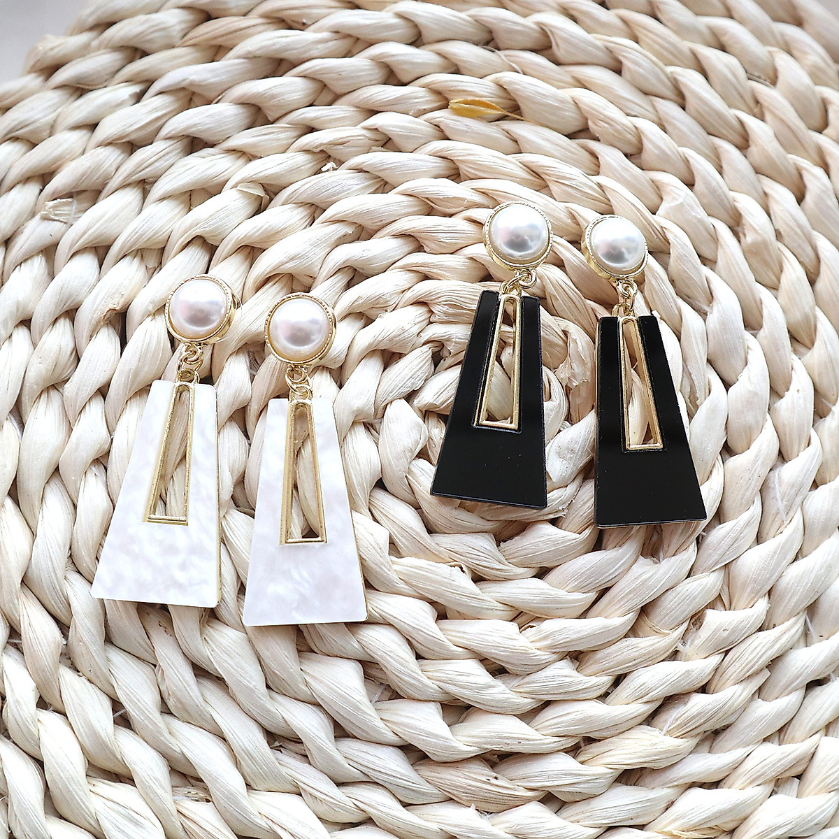 Black Dangle Earrings for Women Gold Sparkly Geometric Drop Statement Fashion Jewelry