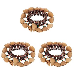 Milisten Ankles Bell 3pcs Party Girls Hand Accessories Assorted Djembe Handbell Men Shell Bangle Bell Conga Nut Ethinc Drum Musical Color Band Wrist Shaker Bracelet Women Nuts Bracelet