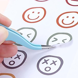 Stainless Steel Stickers Tweezers, Scrpabooking Tape Sticker Tweezers Journal Tool Tweezers for Beads, Sequins DIY Crafts(Elbow,blue)