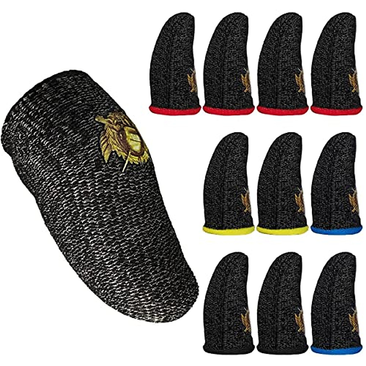 IUGGAN PUBG Mobile Finger Sleeve Set [10 Pack], Thumb Gaming Gloves Compatible with All Touchscreen Devices, Cell Phone Finger Sleeve for Call of Duty Mobile for iPhone,Android,ipad