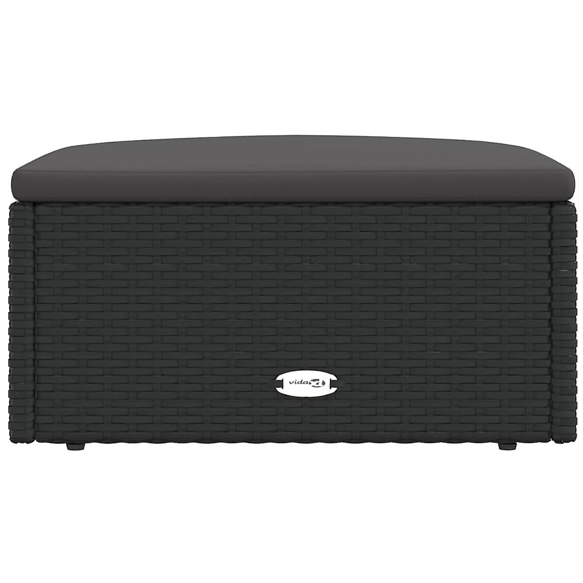 Makastle Outdoor Ottoman Patio Footstool Foot Rest Small Seat Furniture with Soft Cushion, All-Weather Patio Footrest for Garden Yard Deck Poolside, Black 20.9" x 20.1" x 9.6" Poly Rattan