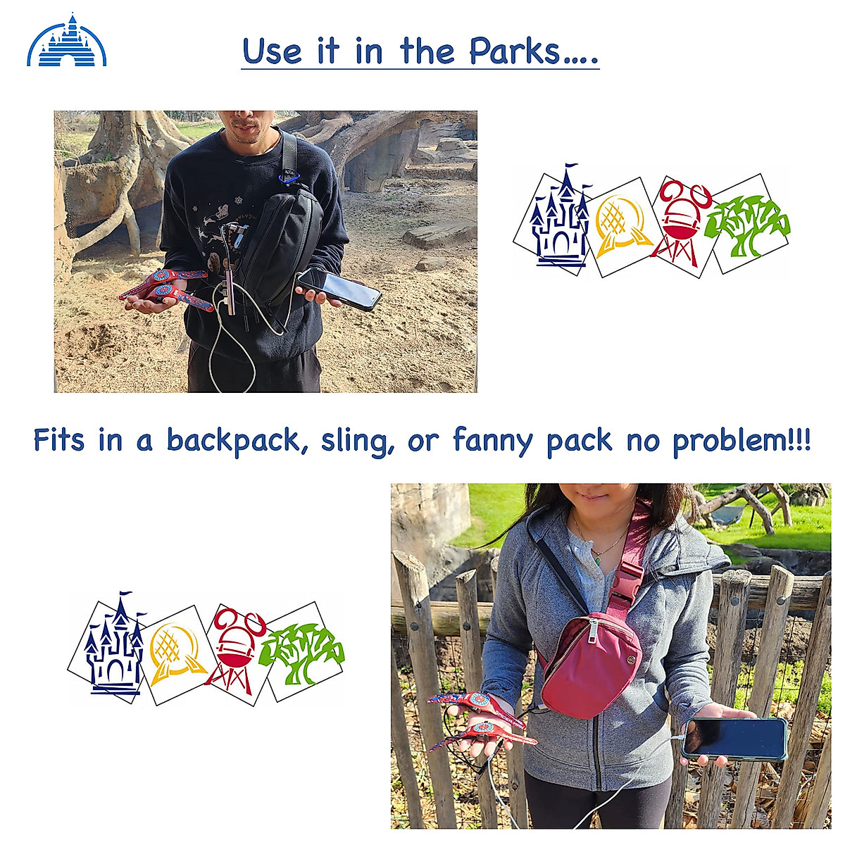 Kaizen Kreations MultiCharger for MagicBand+, MagicBand + & Magic Band Compatible with FuelRod and Other External Battery. Disney World Accessories for Trip to Disneyland or Cruise (USB-A, 1-Pack)