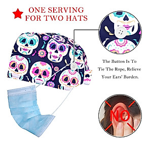 OELDJFNGSDC 2 Packs Enchanting Skull Working Caps with Buttons