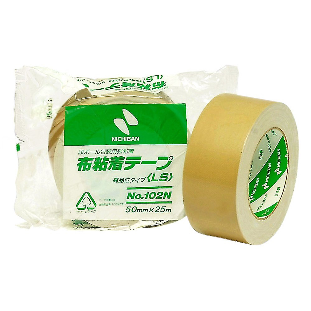 Nichiban 102N7-50 Cloth Tape, 2.0 inches (50 mm) x 86.5 ft (25 m) Roll, Ochre