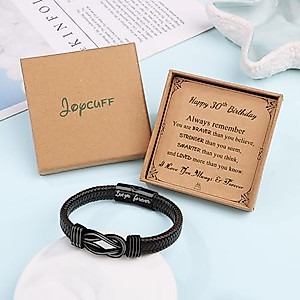 JoycuFF 30th Birthday Gifts for Him, Men Gifts for Birthday, 30 Year Old Birthday Gifts for Men, Happy 30th Birthday Decorations for Him Husband Brother Son Mens Leather Bracelet