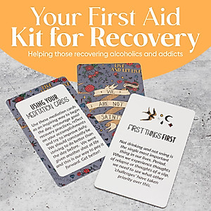 Sober Cards Meditation Cards - Stress Relief Mindfulness Cards for Meditation & Relaxation - Encouragement Cards - Compact Size Sobriety Gifts for Men & Women - 50 Slogans Per Deck