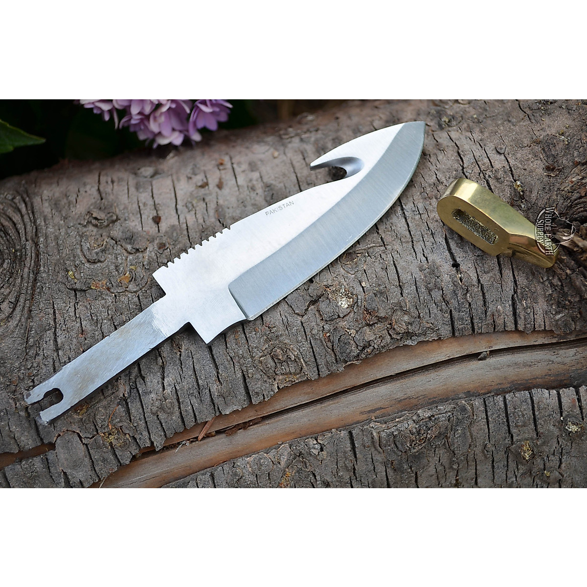 Whole Earth Supply (Set of 2) CUSTOM BLANK Guthook Knife Making Hunter Blade w/Brass Guard Bolster BLSM02