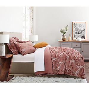 Grassix Duvet Cover King - 3D Marble Velvet King Duvet Cover Blush Pink, Ultra Soft Flannel Duvet Cover with Zipper Closure 8 Corner Tie (1 Duvet Cover 104"x90" & 2 Pillowcases-Blush Pink)