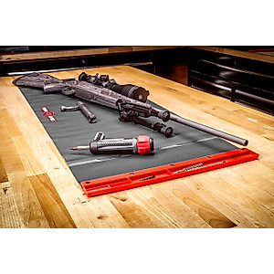 Real Avid Universal Smart Mat - 43x16”, Large Gun Cleaning Mat With Integrated Red Parts Tray, Gun Oil Resistant, Non-Slip, Padded Cleaning Mat, Great Rifle Cleaning Mat for Gun Cleaning Kits,charcoal