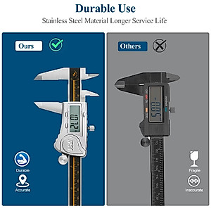 LZHZJOY Digital Caliper 6 Inch Stainless Steel High Accuracy Caliper Measuring Tool, IP54 Waterproof Protection, Large LCD Screen Electronic Vernier Caliper