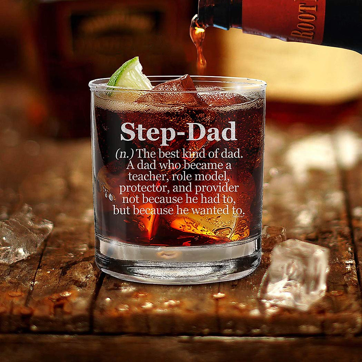 shop4ever® Step-Dad Definition Engraved Whiskey Glass Father's Day Gift for Stepdad 11 oz.