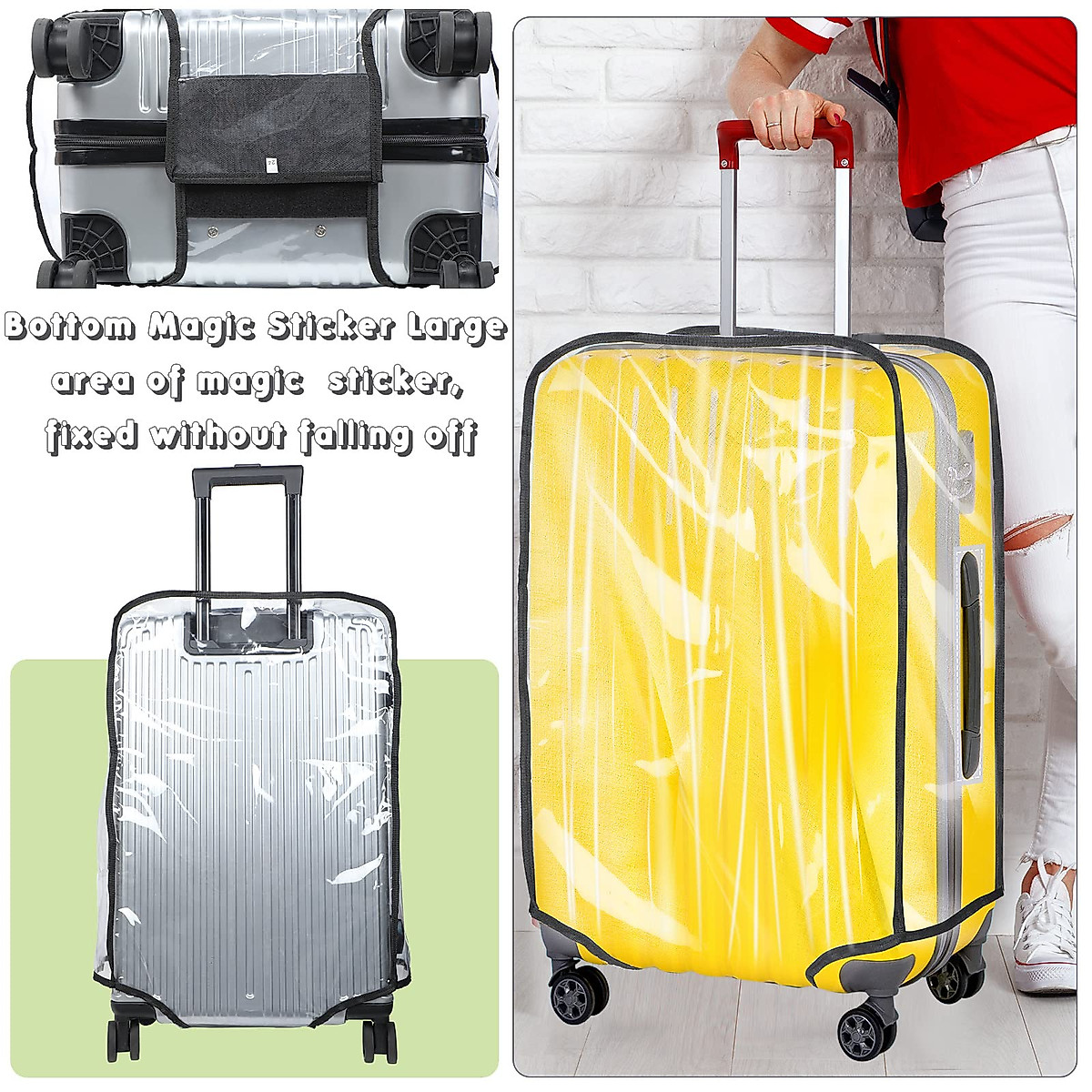 Reginary 8 Pieces Clear Luggage Cover PVC Waterproof Suitcase Cover Protector for Luggage Spinner Wheels Suitcase(20 Inches, 24 Inches, 28 Inches, 30 Inches)