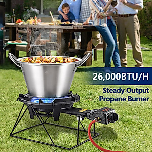 ARC 13" Single Propane Burner, Outdoor Propane Burner Stove, Cast Iron Portable Propane Burner Wok Burner With Sturdy Stand Hose And Regulator, Perfect For Outdoor (26000 btu)