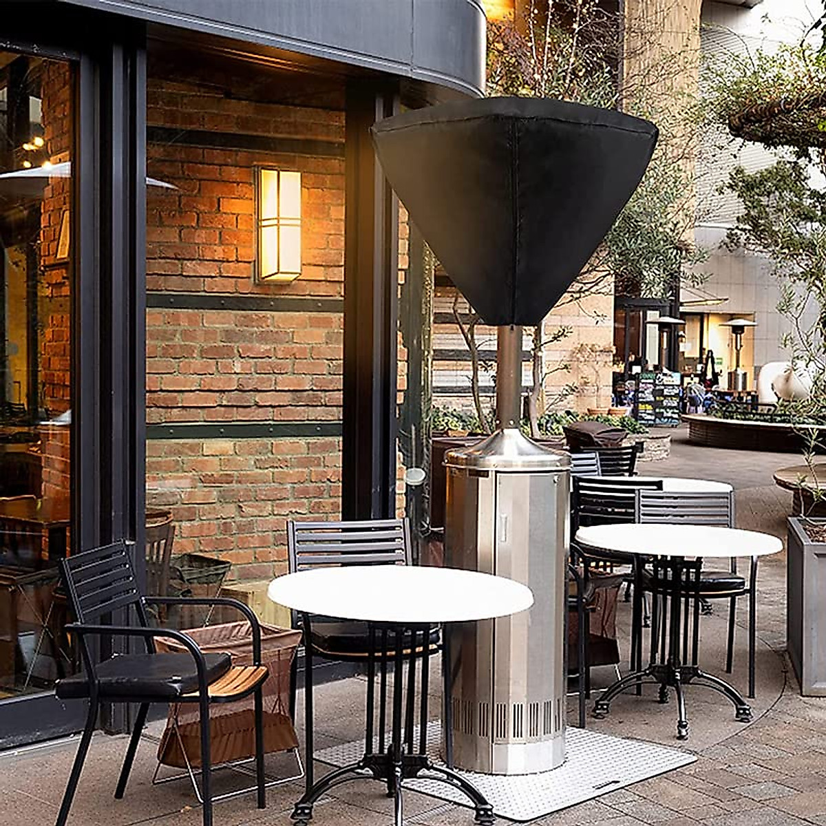 Betogeth Patio Heater Cover Top Stand Up with Zipper Outside Black Heater Head Covers for Standing Heat Lamp Waterproof Classic Terrace Round Propane Fire Sense Gas Outdoor