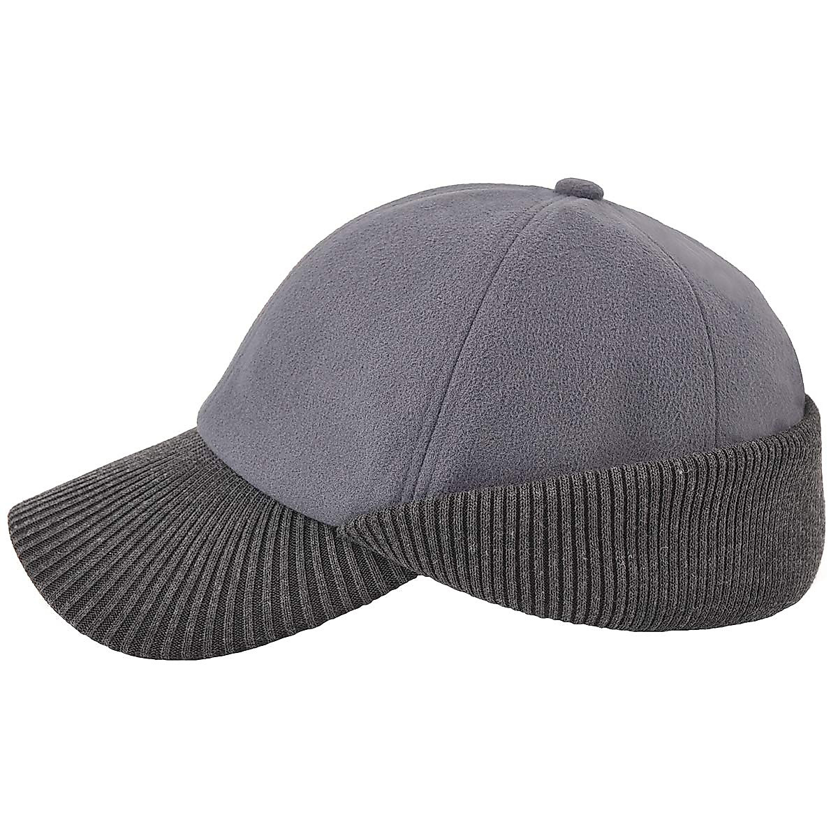 LCZTN Wool Winter Baseball Cap with Warmer Earflap for Men ＆ Women Outdoor Beanie Hat Dark Grey