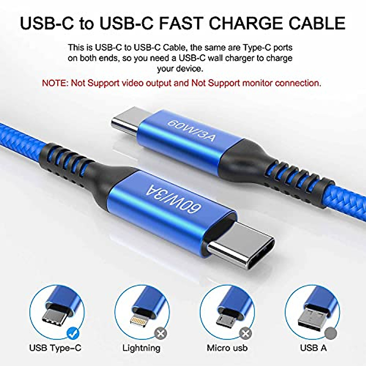 Awnuwuy 15ft USB C to USB C Cable Long [2 Pack], 60W Type C Charger Super Fast Charging Cord Compatible with iPad Pro Air 12.9 5th 4th Generation, Samsung Galaxy S22/S21 Ultra/Note 20, Pixel 6 Pro 4a