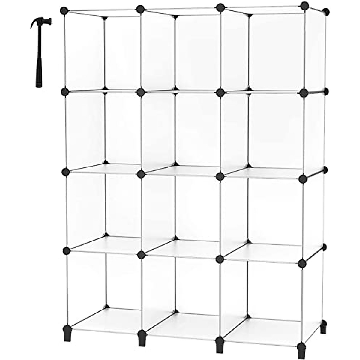 HOMIDEC Closet Organizer, 12-Cube Closet Organizers and Storage, Portable Closet Storage Shelves, Clothing Storage for Kids, Closet, Bedroom, Bathroom, Office (11.8x11.8x11.8 inch), Transparent