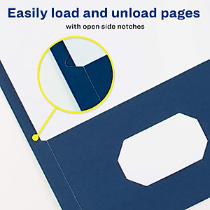 Avery Two Pocket Folders, Holds up to 40 Sheets, Business Card Slot, Ideal for Portfolio Folders, Presentation Folders, and School Folders, Case Pack of 125 Dark Blue Folders (47985)
