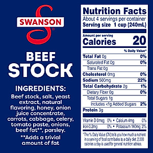 Swanson 100% Natural, Gluten-Free Beef Stock, 32 Oz Carton
