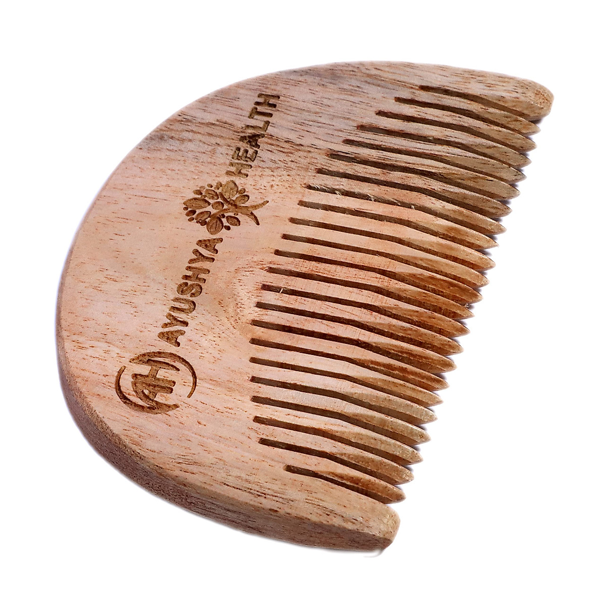 AYUSHYA HEALTH Neem Wood Comb Hair + Beard Detangler for Women and Men | Pocket Comb | traveling Comb & Beard Comb for Beard | Wooden Pocket Size Beard Comb (Pack of 2)