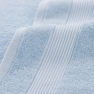 Arkwright Bath Towels Set of 6 - Super Soft 100% Cotton, 600 GSM Quick Dry & Absorbent, Luxury Bathroom Essentials with 2 Shower Towels, 2 Hand Towels and 2 Washcloths, Misty Blue