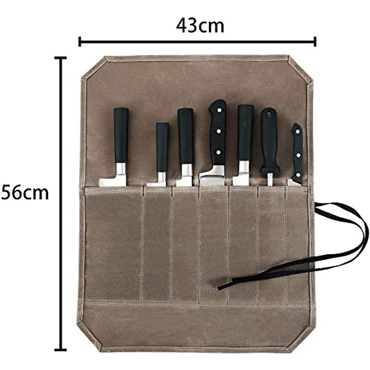 Knife Bag ,Knife Roll,Heavy Duty Knife Case,Waxed Canvas Chef Knife Roll Bag,Fold Up Knife Holders,Canvas Cutlery Holder with 6 Slots, Case Cooking Utensils.Knife Carrying Case Roll.Knives Protectors.