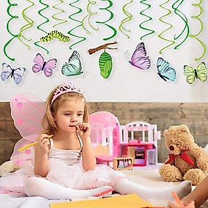 Spring Butterfly Party Supplies Hanging Swirl Decorations for Girls,Boys,Kids Home,Classroom,Baby Showers,Bridal Shower（30CT）
