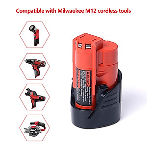 DV8DKV7 2 Pack M12 2.5Ah Replacement Battery Compatible with Milwaukee M12 Battery 48-11-2401 48-11-2402 48-11-2411 48-11-2420 48-11-2440 Milwaukee M12 12V Cordless Tools