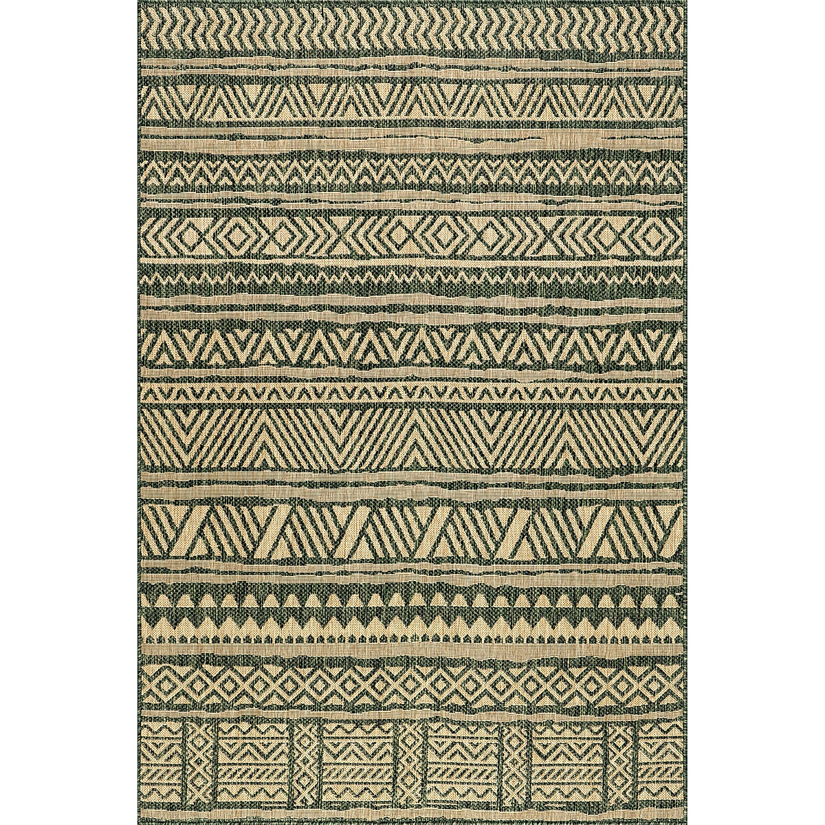 nuLOOM Abbey Geometric 7x9 Indoor/Outdoor Area Rug for Living Room Patio Deck Front Porch Kitchen, Green/Brown