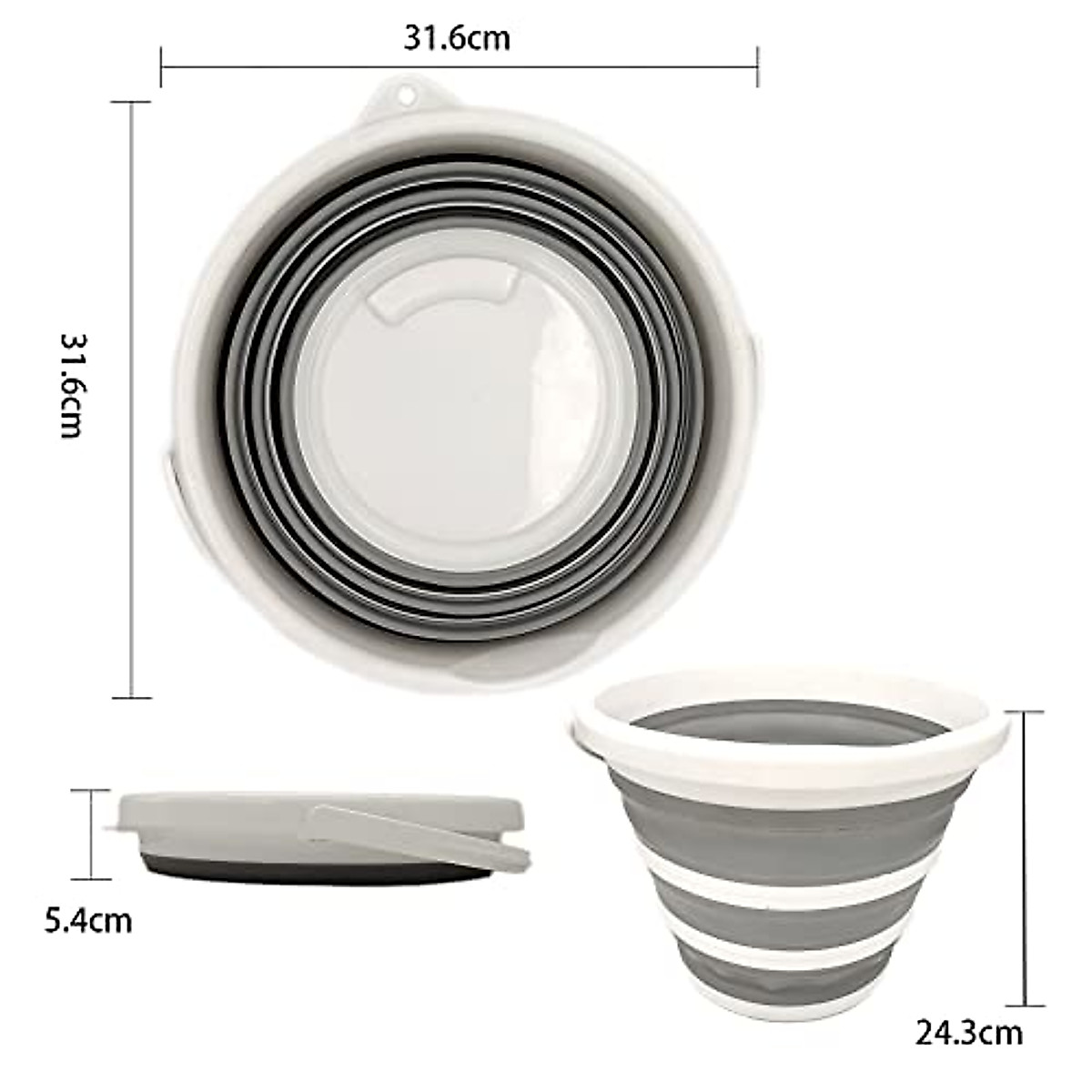 Multifunctional Collapsible Water Bucket, Space Saving, Lightweight Collapsible Water Container 2.6 gallons (10 liters), Suitable for Family Life, Camping, car wash