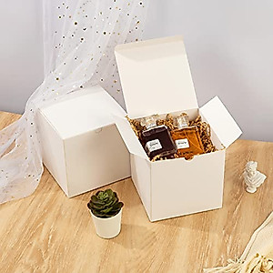 OfficeCastle 10 Pcs 4x4x4 inches White Gift Box with Lids | Small Gift Boxes for Presents, Cupcake, Crafting | Square Boxes