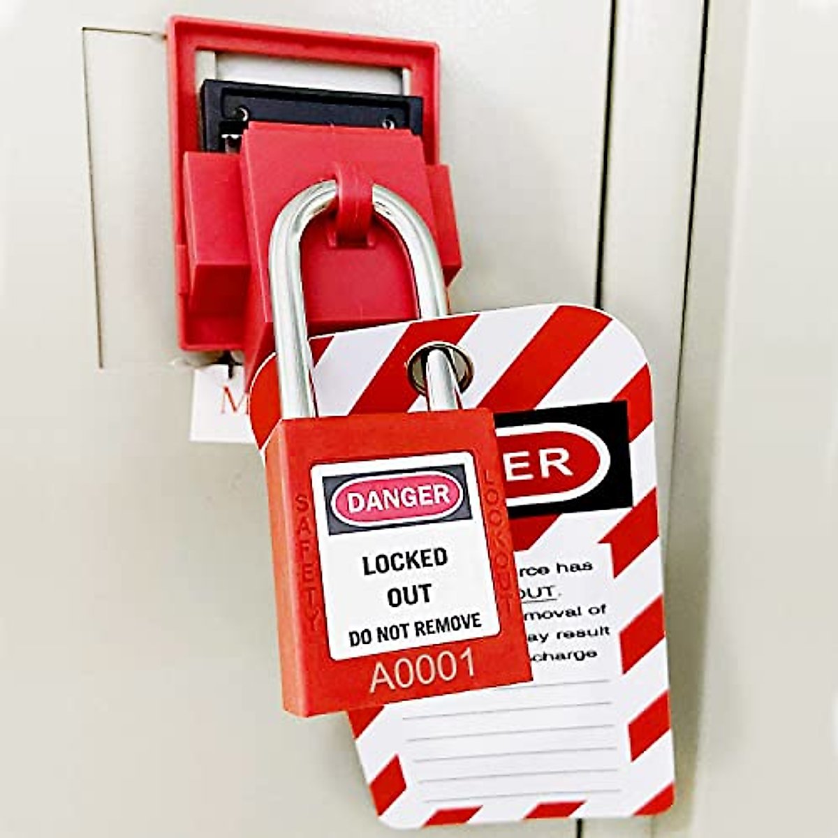 SAFBY 10 Keyed Different Lockout Tagout Lock - Loto Safe Padlocks for Lock Out Tag Out Stations and Devices (Red, Key Different)