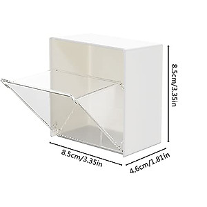 BRTUVO 4 Pcs Wall-Mounted Clamshell Storage Box, Convenient Wall Mounted Design Plastic Cotton Swab Holder Pads Organizer for Swabs, Balls, Floss (White 4Pcs)