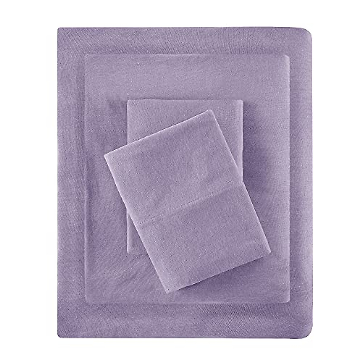 Intelligent Design Cotton Blend Jersey Knit Bed Sheet Set Wrinkle Resistant, Soft Sheets with 14" Deep Pocket, All Season, Cozy Bedding-Set, Matching Pillow Case, Twin, Purple 3 Piece