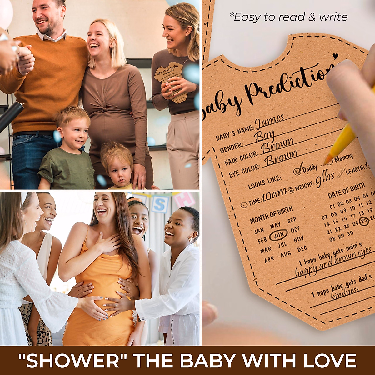 STOFINITY Baby Prediction Cards for Baby Shower Games - Boho Baby Shower Advice Cards for Parents To Be, Gender Neutral Baby Shower Decorations Boy Girl, Fun Baby Games Guessing Activities Box (5x7)