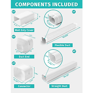 eastoyo Mini Split Line Set Cover, 4''W 9.5 Ft Decorative Line Set Cover Kit for Split Air Conditioner, Central AC and Heat Pumps, Zinc-Plated Antirust Screws Inclued