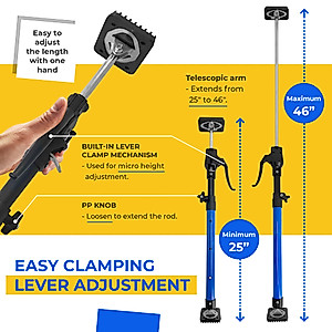 Merchy Hero 2Pcs Set Multifunctional Extension Pole Third Hand Tool with Adjustable Length Non-Slip Pads and Comfortable Foam Grip Rotating Head Supports Up to 66lbs
