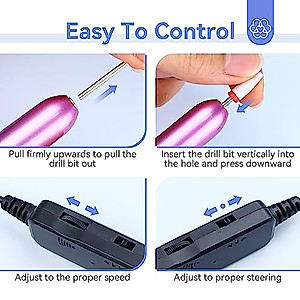 Saviland Portable Electric Nail Drill - 20000 RPM USB Electric Nail File with 7 Nail Drill Bits & 51 Sanding Bands for Nail Prep Acrylic Nails Dip Nails Gel Nails Home Salon Use, Blue-Violet Gradient