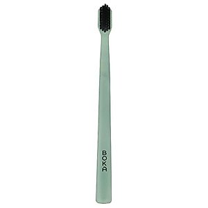 Boka Classic Manual Toothbrush with Extra Soft Activated-Charcoal, Tapered Bristles, Bioplastic Handle That Includes Travel Cap, Dentist-Approved, Great for Adults and Kids, Mint (Pack of 1)
