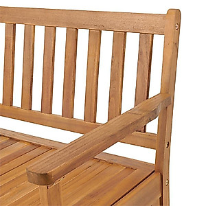 47"W Acacia Wood Outdoor Storage Bench - Perfect for Storing Blankets, Cushions or Toys - 100% Weather Resistant Wood - Perfect for Modern Garden Setting - Outdoor Furniture, Patio Bench, Garden Bench
