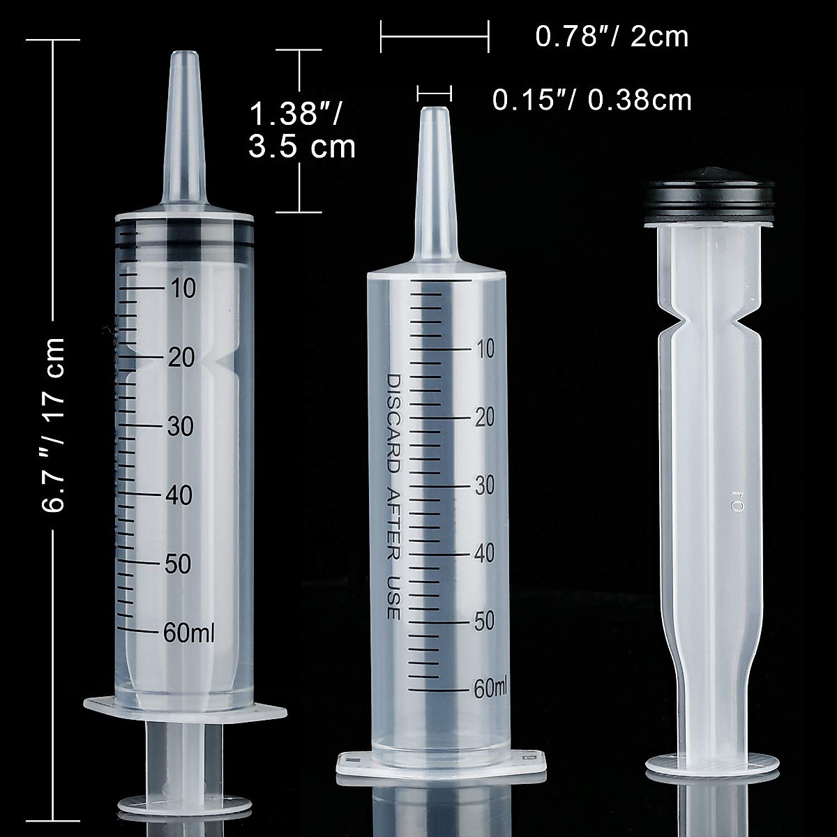 Boao 10 Pack Plastic Syringe Liquid Measuring Syringes Without Needle for Epoxy Resin, Craft, Scientific Labs, Feeding Pets Animals, Oil or Glue Applicator (60 ML)