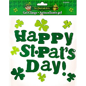 LRIGYEH 6 Pack St. Patrick's Day Gel Window Clings Decorations Includes Shamrocks, Beers, Hat and Happy St. Patrick's Day - Reusable and Easy to Remove (St. Patrick's Day)