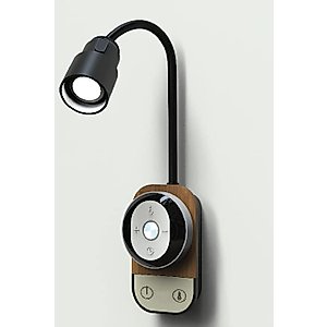 Cool Light Shop Multi-Functional LED Wall and Desk Lamp, Remote Control Sets Color, Adjustable Focus. Black Housing with Walnut Finish. 14 x 2.5 1 in. Powers USB Cable (Black), (MFL01)