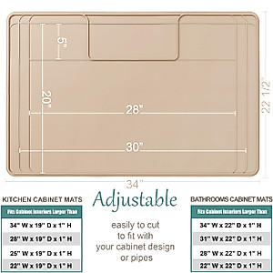 The Original Under Sink Mat - Silicone Waterproof mat, Adjustable, Easy to Clean, Kitchen cabinet liner, Disifenction Surface - 34" x 22" or smaller