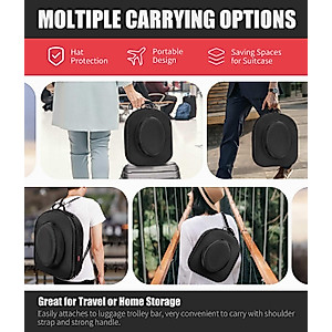 Livelab Hat Box for Travel - Crush Proof Cowboy Hat Holder Storage, Hard Travel Hat Carrier Case for Cowboy, Panama & Tweed Hats - Carrying Handle, Luggage Straps & Shoulder - Large
