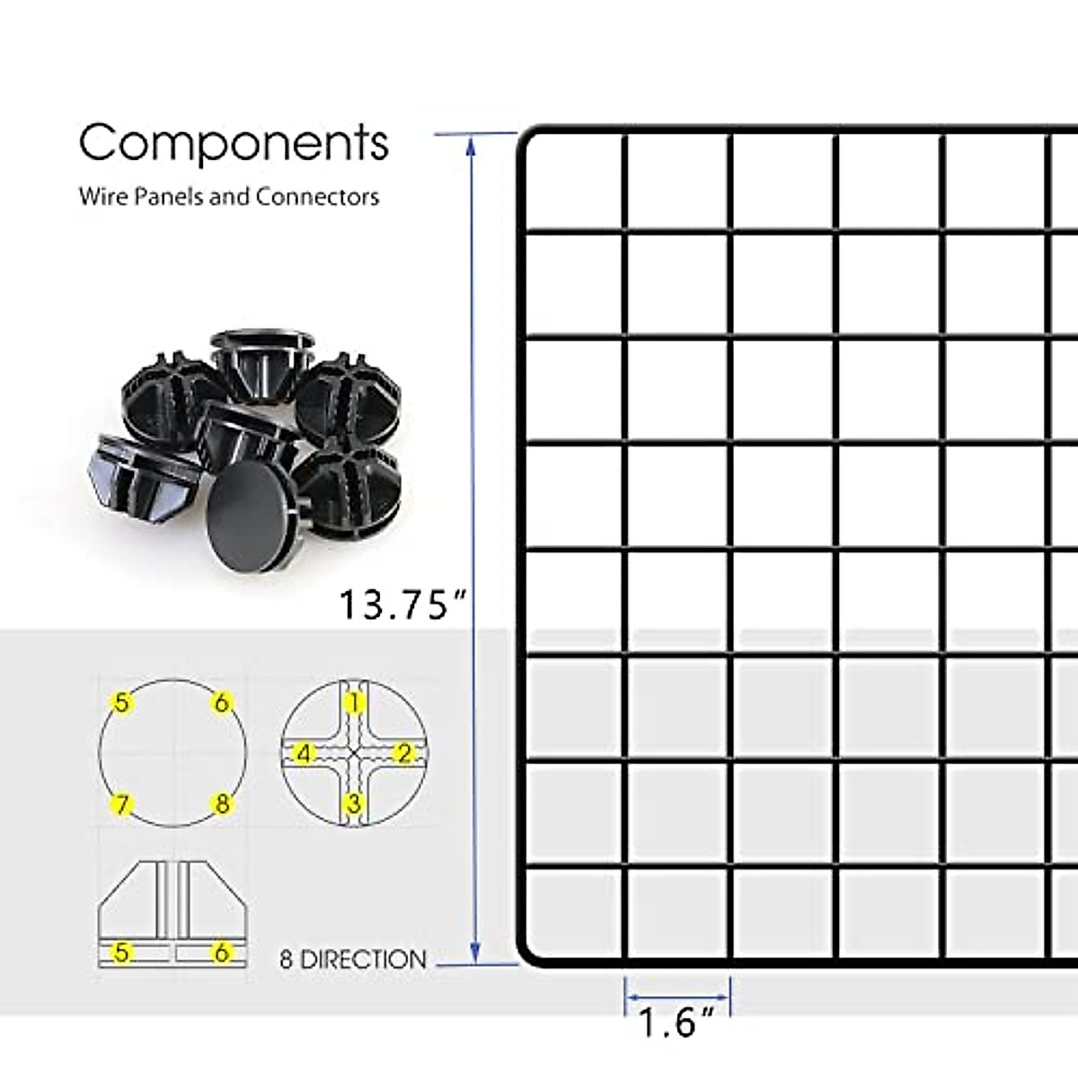 Kilodor Pet Playpen, Small Animal Cage Indoor with Door, 16 Panels DIY Metal Yard Fence, Indoor House for Guinea Pig, Kitten, Rabbit, Bunny, Puppy