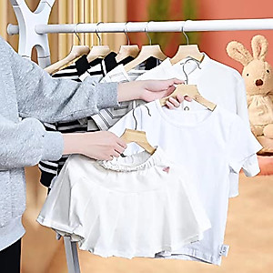 FairyHaus Kids Hangers 20 Pack 12.6 Inch, Eco Bamboo Baby Hangers for Closet, Anti-Rust 360° Swivel Hook, Notches & Smooth Finish, Natural Wooden Childrens Hangers for Clothes