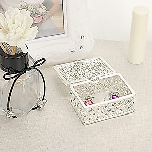 ELLDOO Crystal Jewelry Trinket Box Rectangle Small Box Earring Ring Case Necklace Organzier Storage Box Wedding Brithday Gift